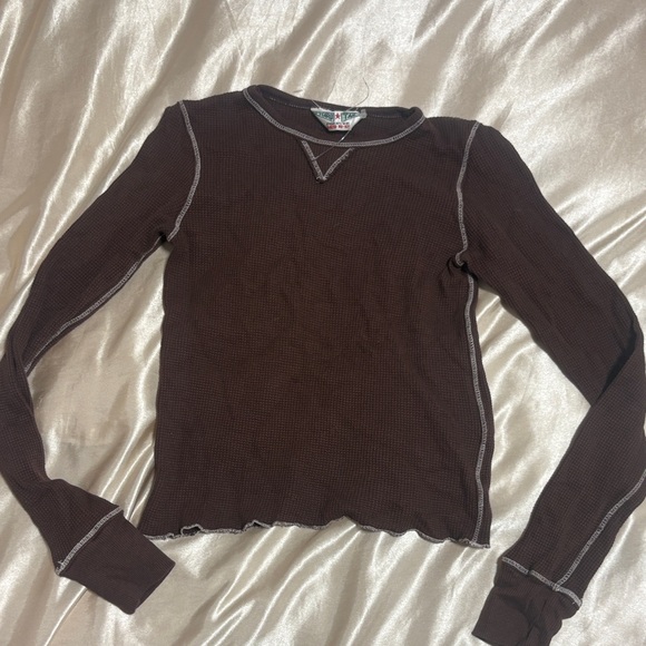 Hard Tail | Tops | Hard Tail Brown Long Sleeve Crop Top | Poshmark